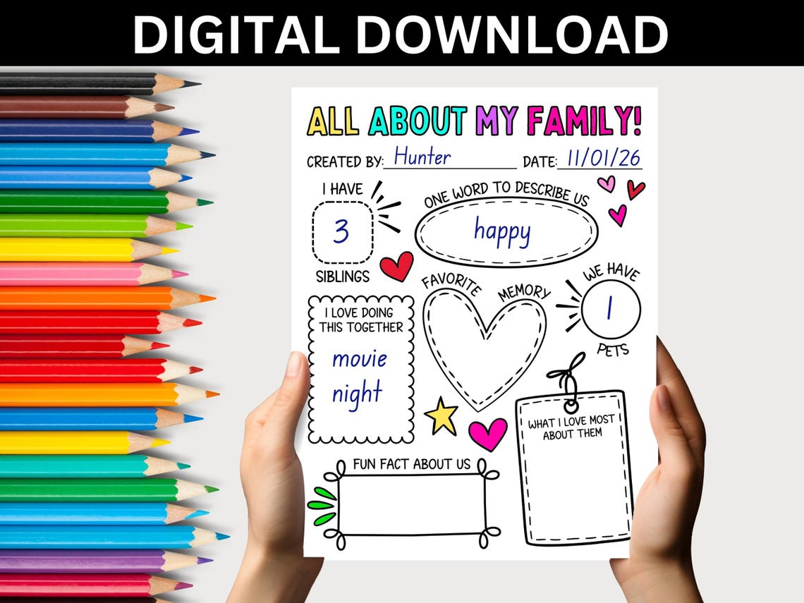 All About My Family Printable Worksheet, Get to Know Me, Preschool ...