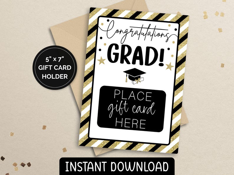 Graduation Gift Card Holder, Printable Graduation Card, Class of 2025 ...