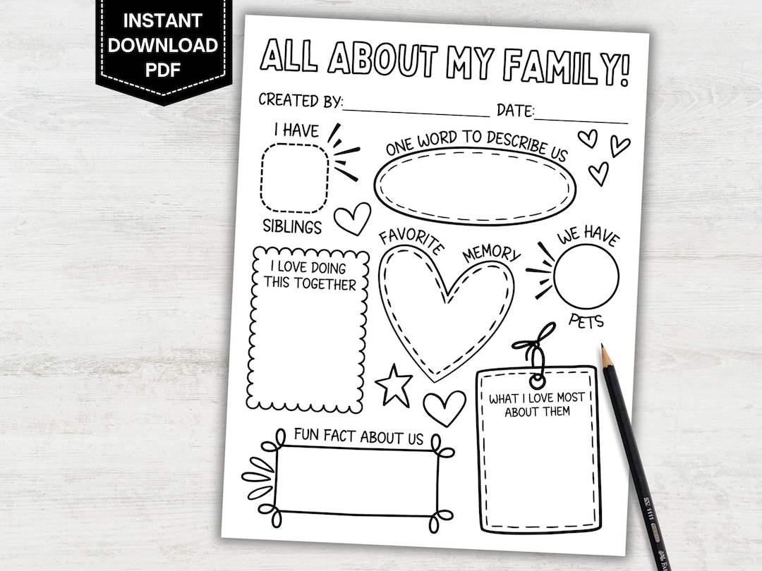 All About My Family Printable Worksheet, Get to Know Me, Preschool ...