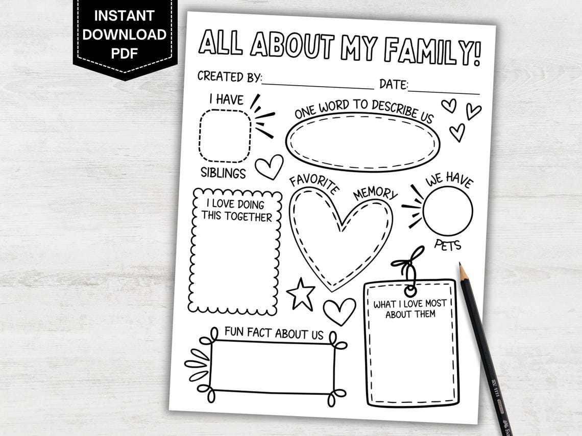 All About My Family Printable Worksheet, Get to Know Me, Preschool ...