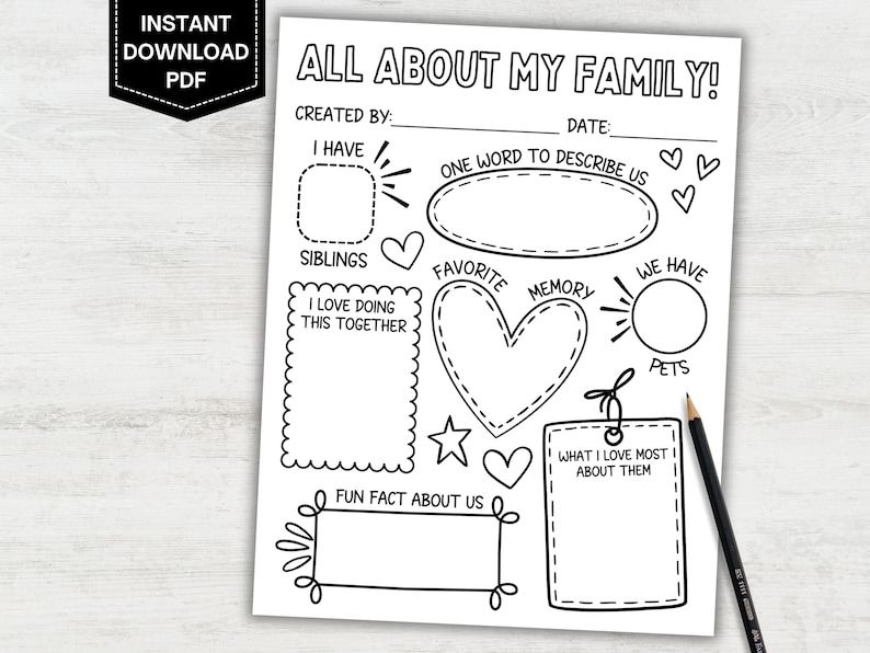 All About My Family Printable Worksheet, Get to Know Me, Preschool ...