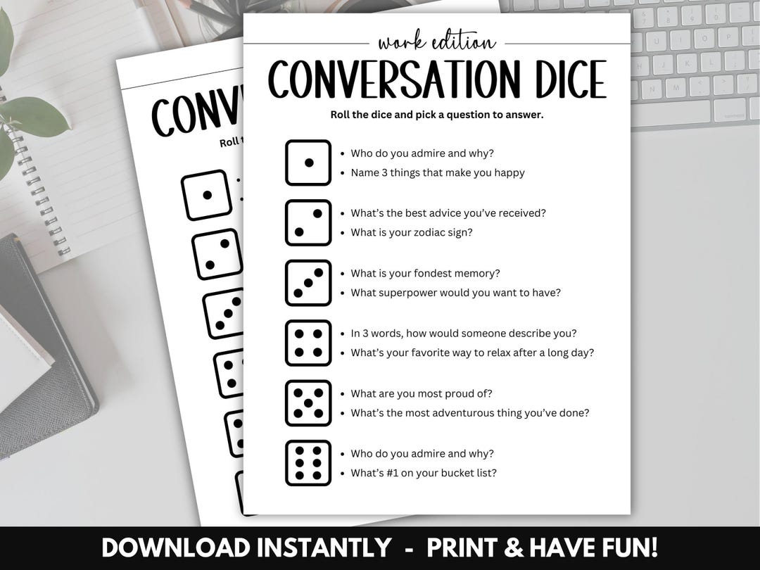 Work Party Games, Conversation Dice Icebreaker Game, Getting to Know ...