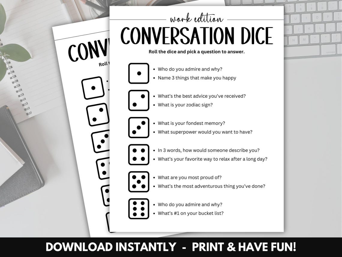 Work Party Games, Conversation Dice Icebreaker Game, Getting to Know ...