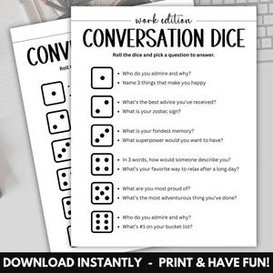 Work Party Games, Conversation Dice Icebreaker Game, Getting to Know ...