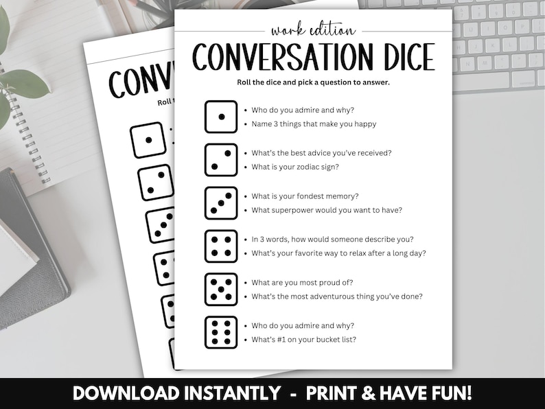 Work Party Games, Conversation Dice Icebreaker Game, Getting to Know ...