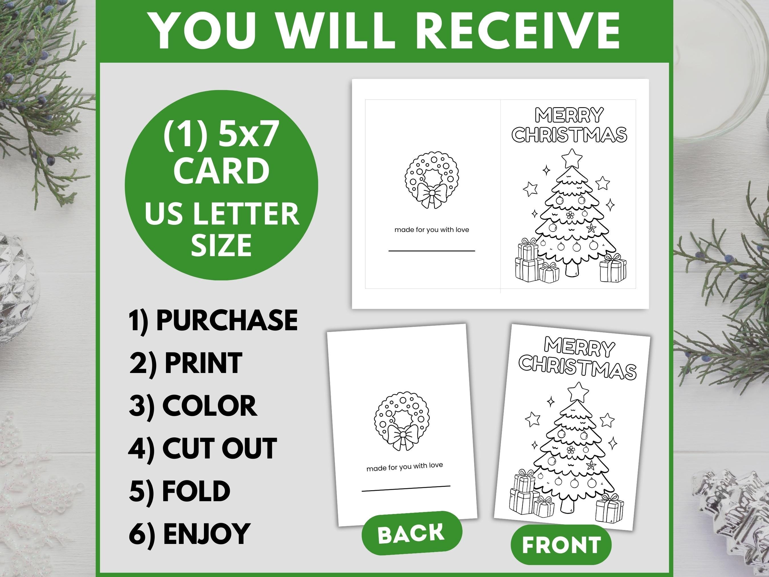 Christmas Coloring Card, Printable Holiday Card, Christmas Cards for ...