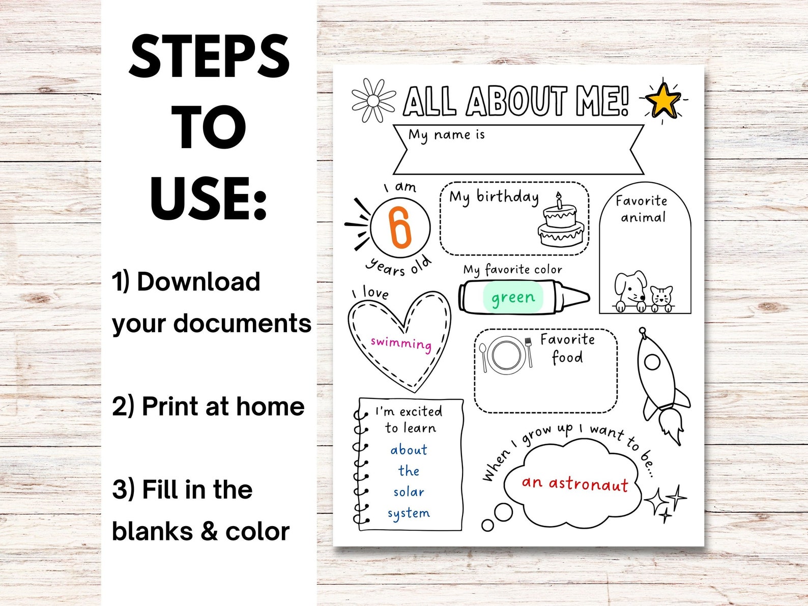All About Me Printable, Back to School Worksheet Kids, Get to Know Me ...