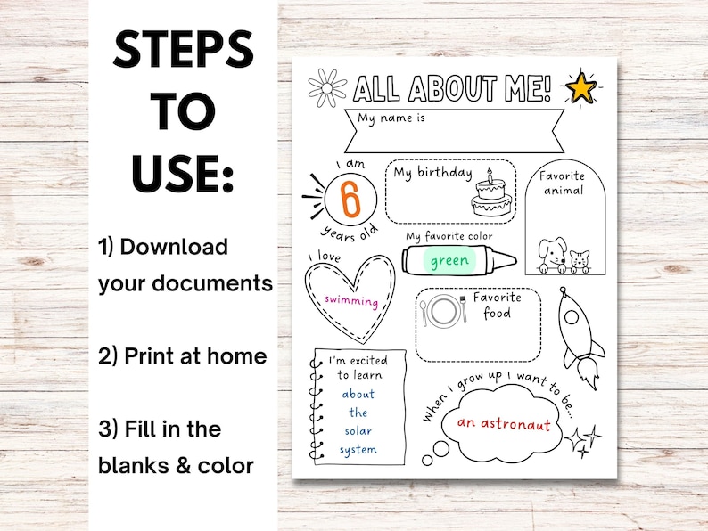All About Me Printable, Back to School Worksheet Kids, Get to Know Me ...