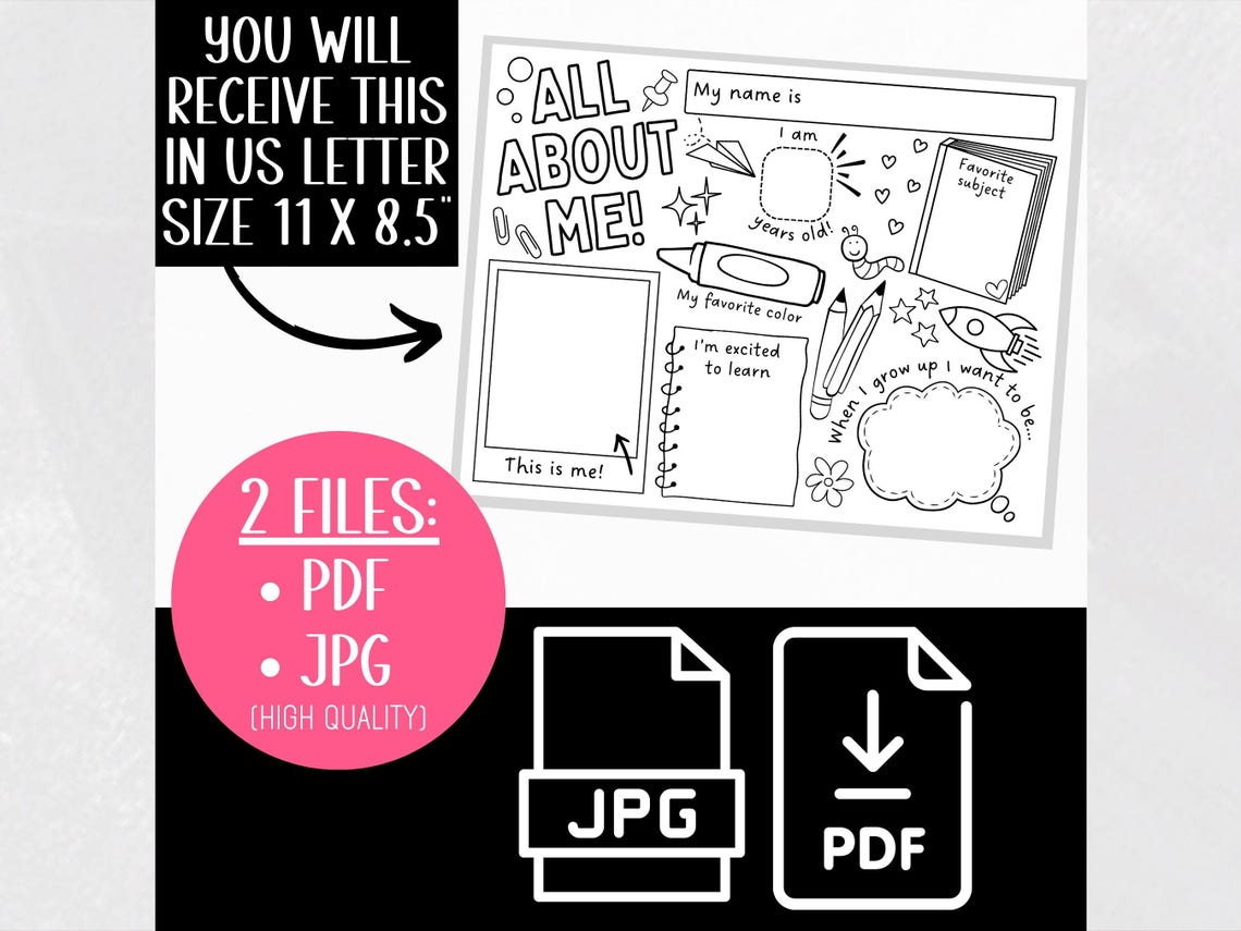 All About Me Printable, Getting to Know You Activity, Back to School ...