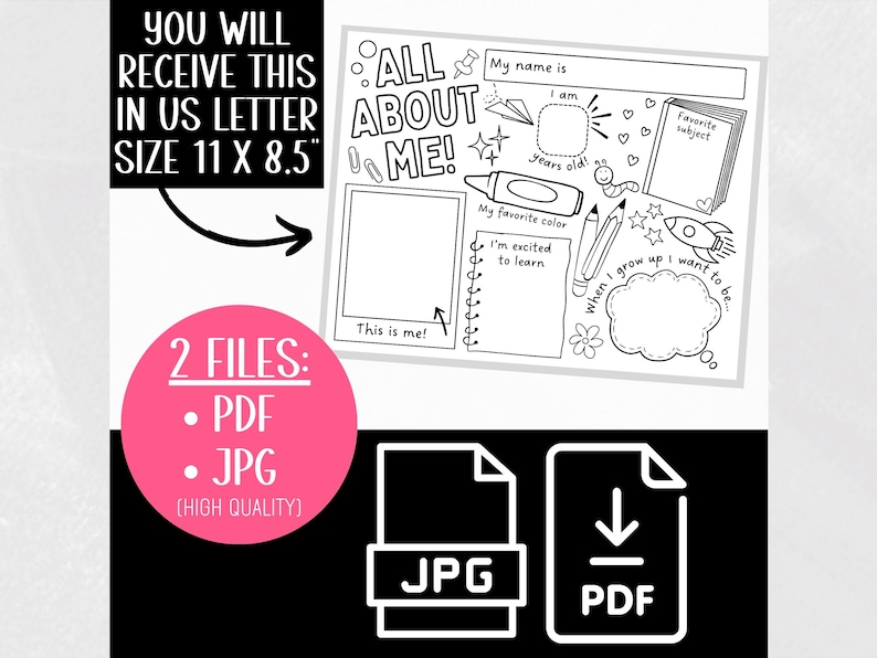 All About Me Printable, Getting to Know You Activity, Back to School ...