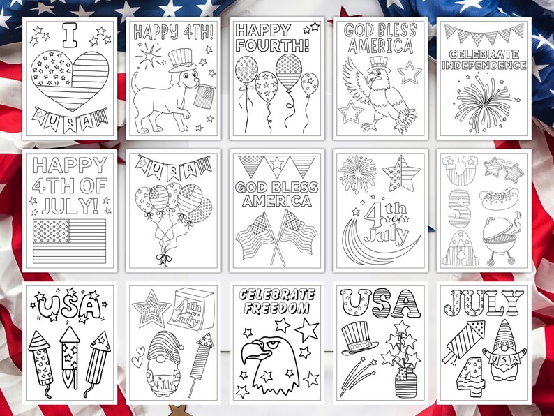 4th of July Color Sheets, Fourth of July Printable Activity ...
