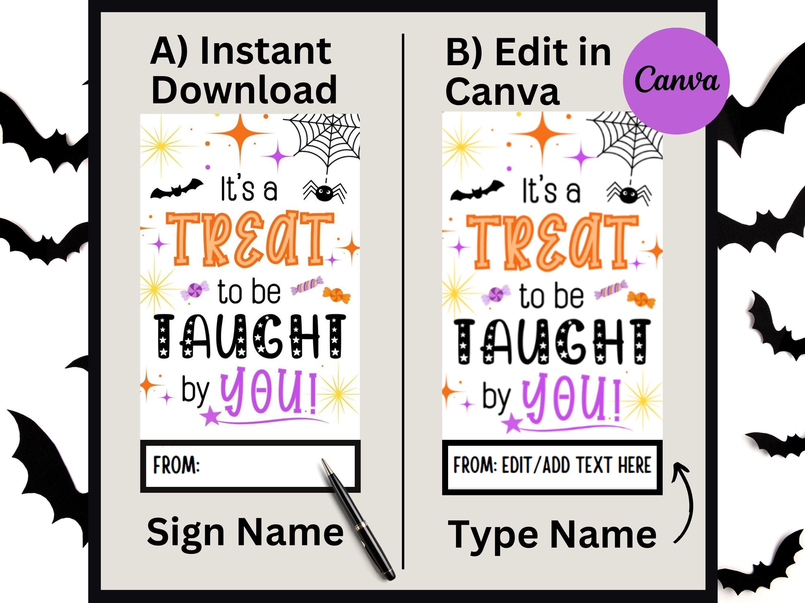 Editable Halloween Treat Tags, Teacher Appreciation Gift Tag, Printable ...