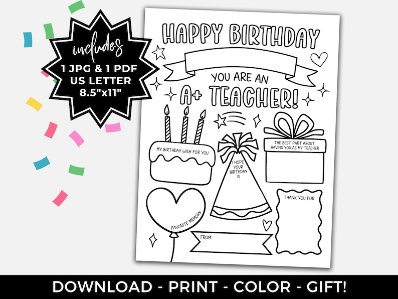 Happy Birthday Teacher, Teacher Appreciation Printable, Teacher ...