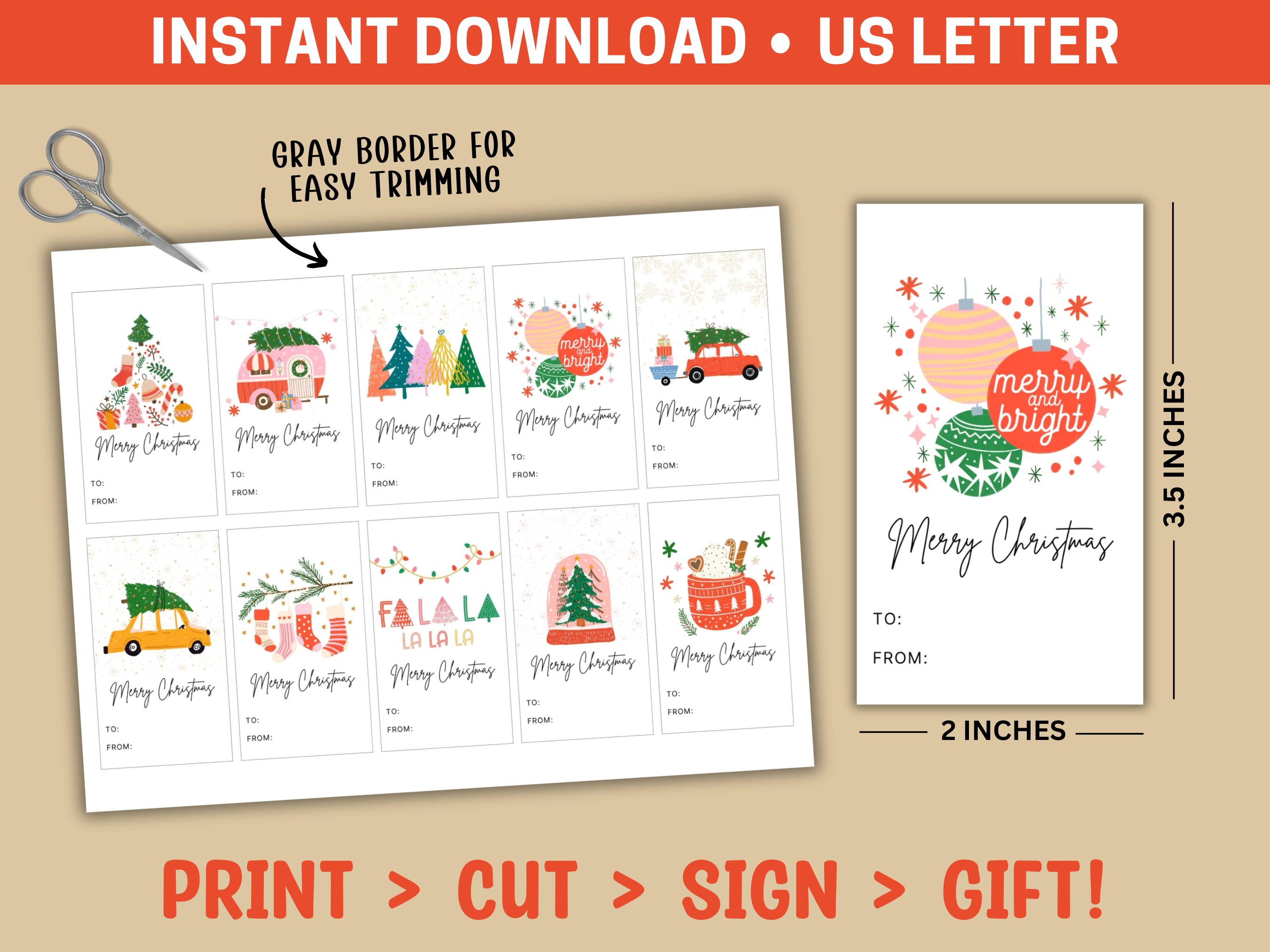 Christmas Gift Tag Set, Printable Christmas Gift Tag, Merry Christmas ...