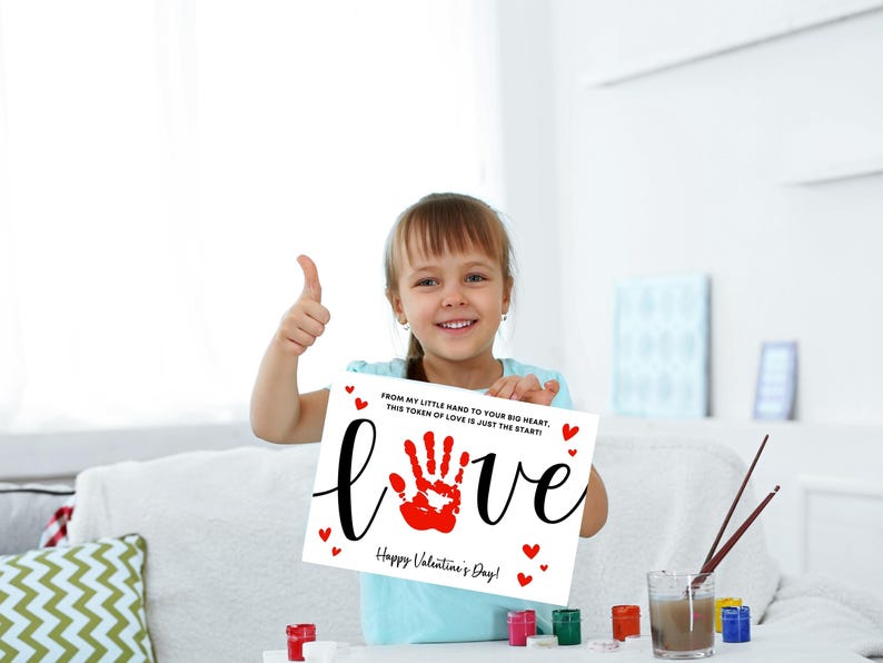 Valentine's Day Handprint Craft, DIY Handprint Activity, Valentine ...