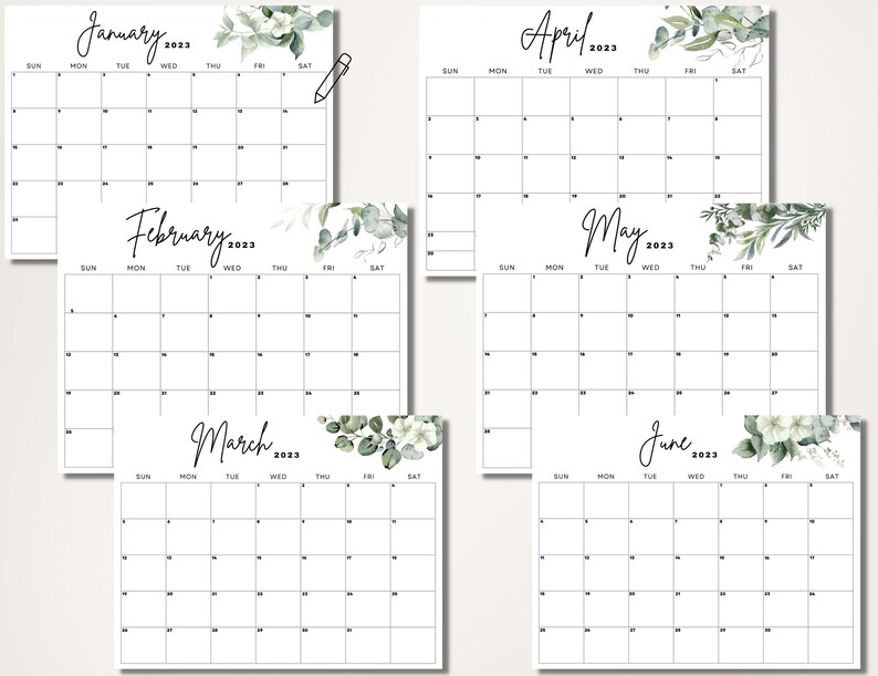 Printable 2023 Calendar, Lined & Unlined Landscape PDF, Watercolor ...