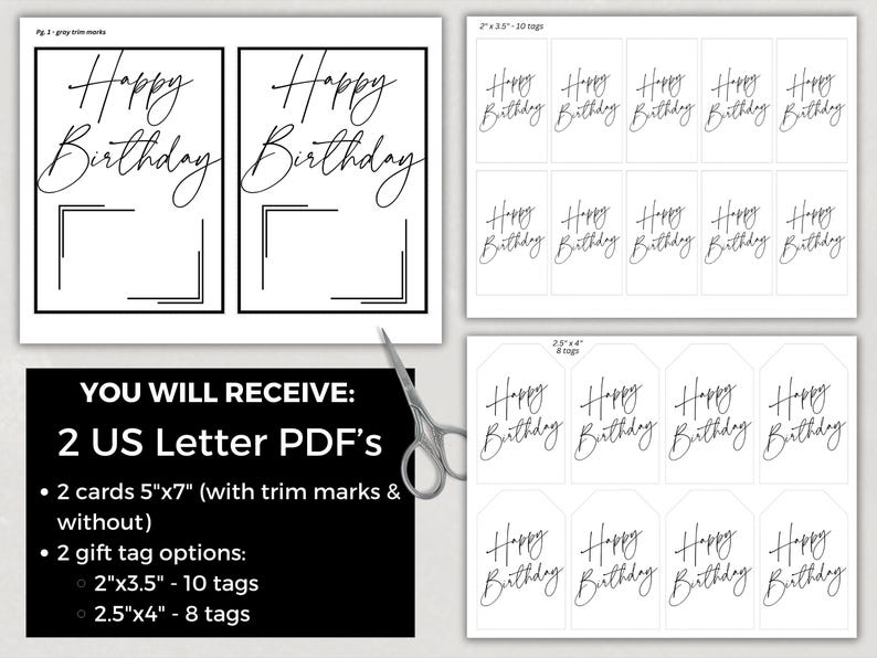 Minimalist Happy Birthday Gift Card Holder, Happy Birthday Tag ...