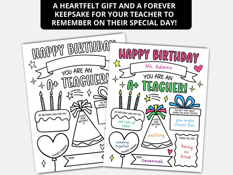 Happy Birthday Teacher, Teacher Appreciation Printable, Teacher ...