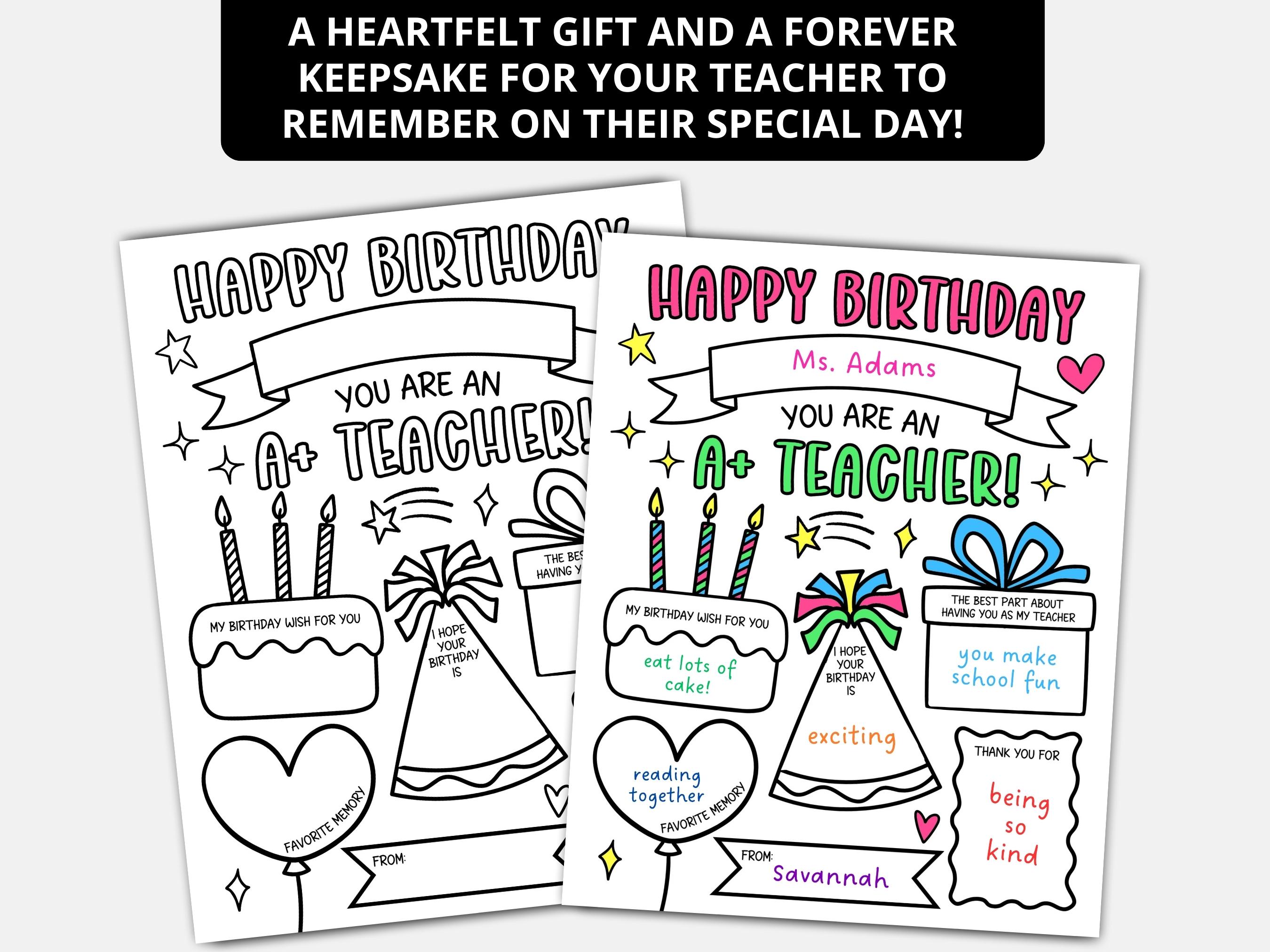 Happy Birthday Teacher, Teacher Appreciation Printable, Teacher ...
