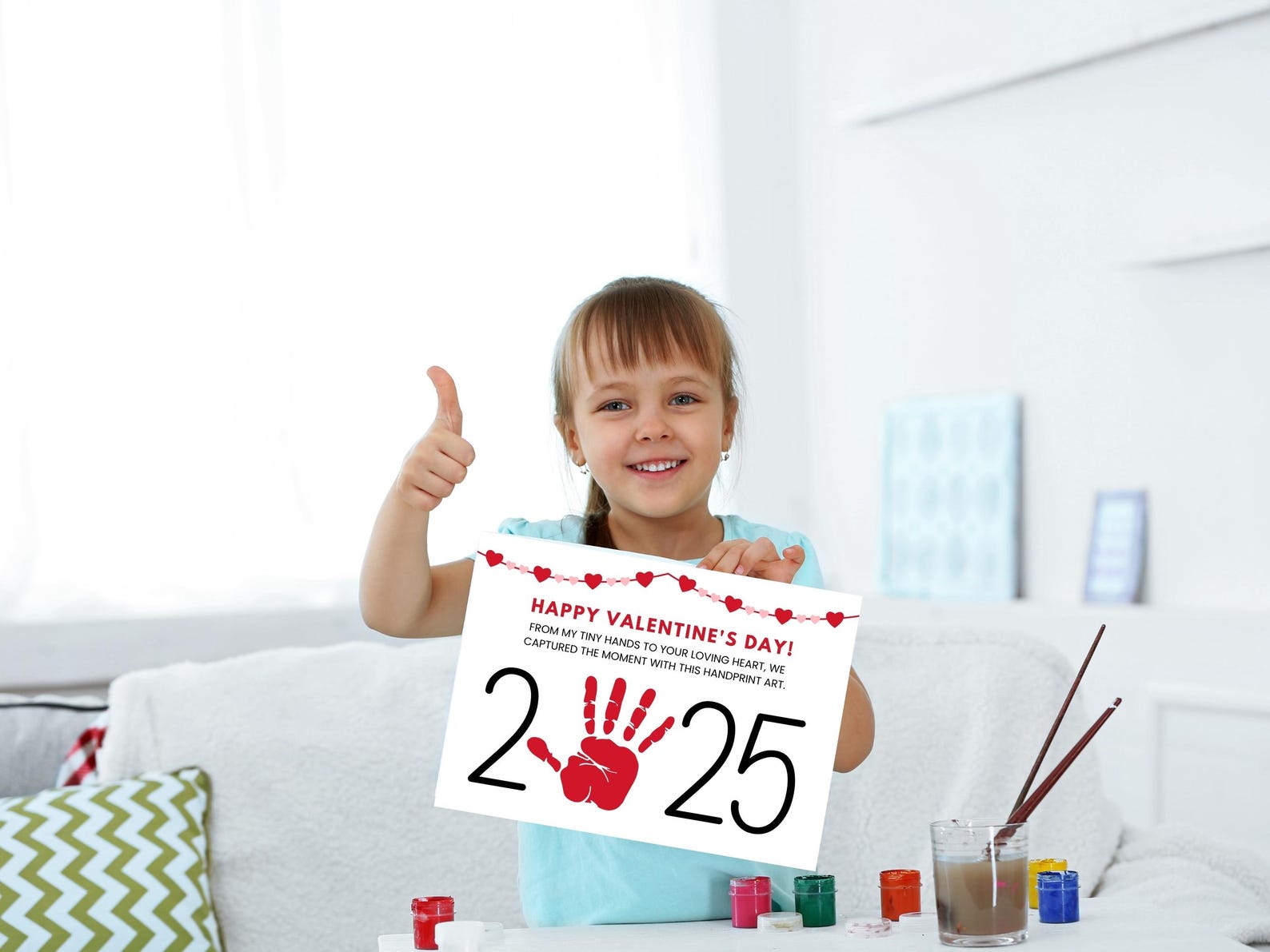 Valentine's Day Handprint Craft, DIY Handprint Activity, Valentine ...