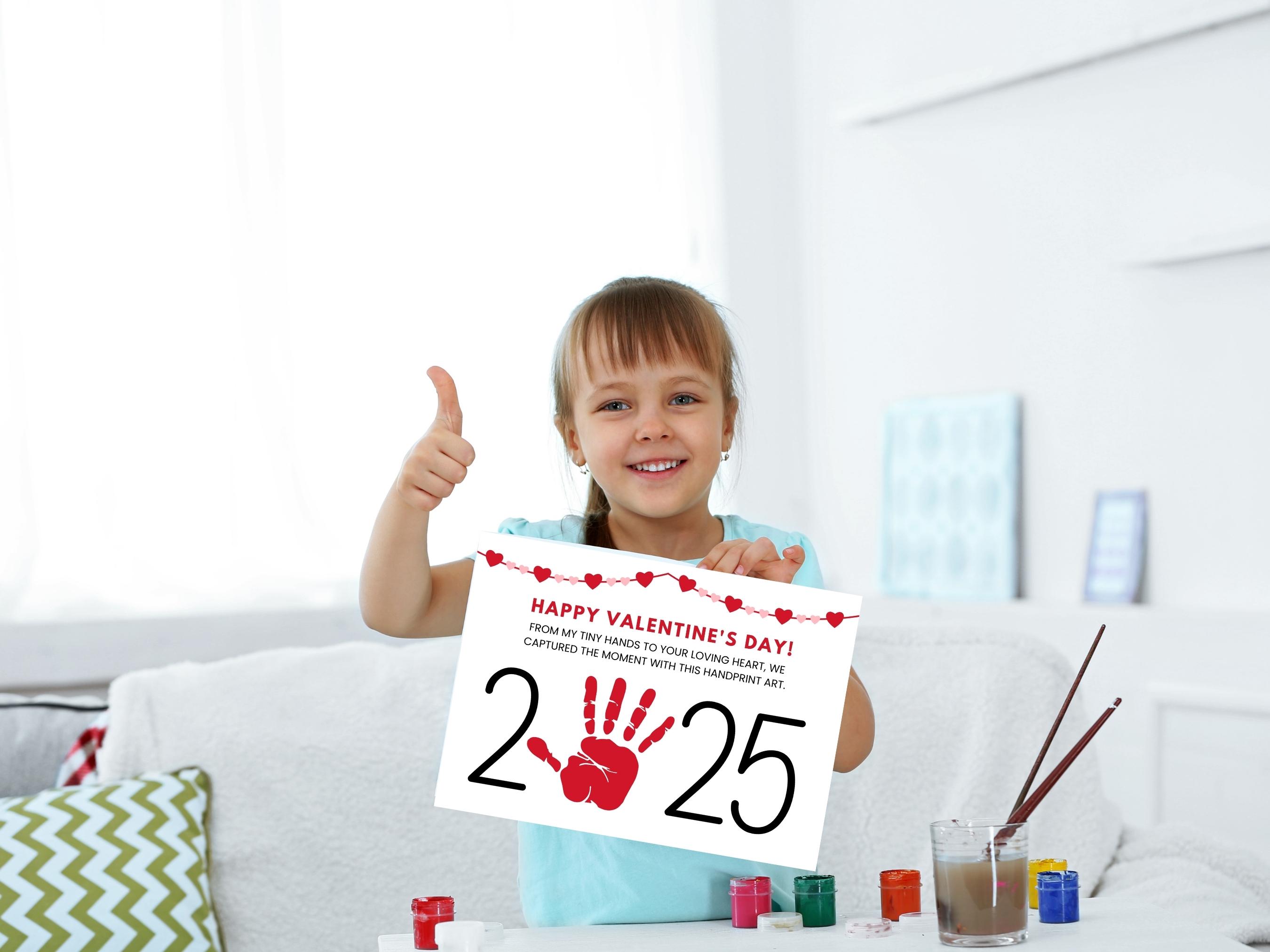 Valentine's Day Handprint Craft, DIY Handprint Activity, Valentine ...