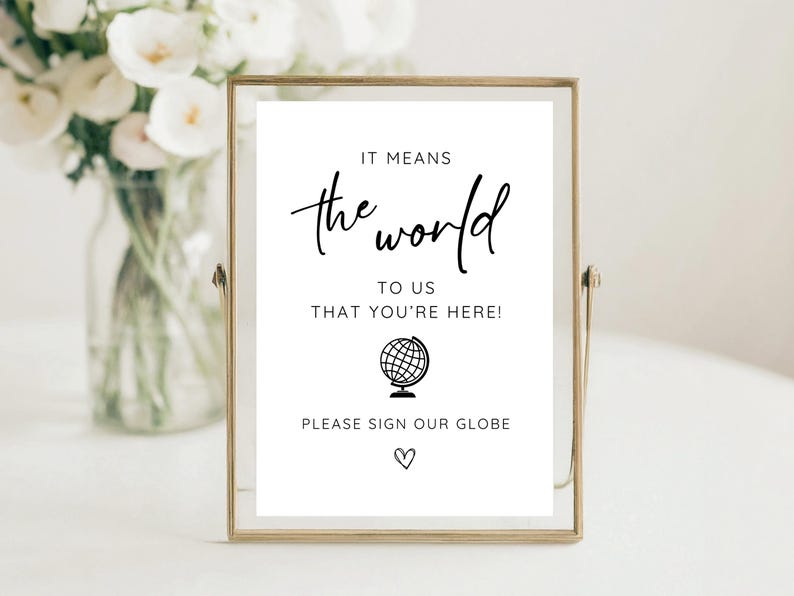 Globe Guest Book Sign, You Mean the World to Us, Globe Guestbook ...