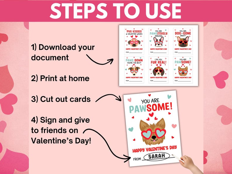 Printable Dog Valentines Day Cards, Classroom Valentines, Kids Class ...