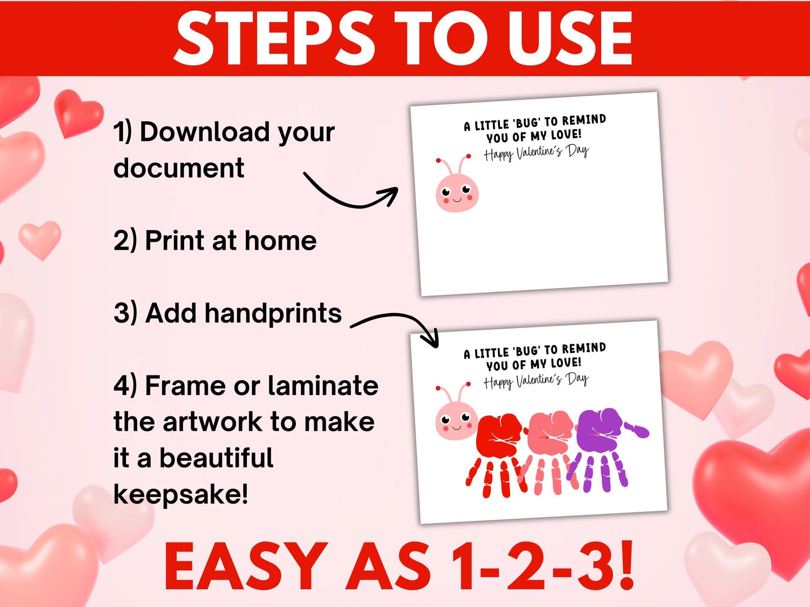 Valentine's Day Handprint Craft, DIY Handprint Activity, Valentine ...
