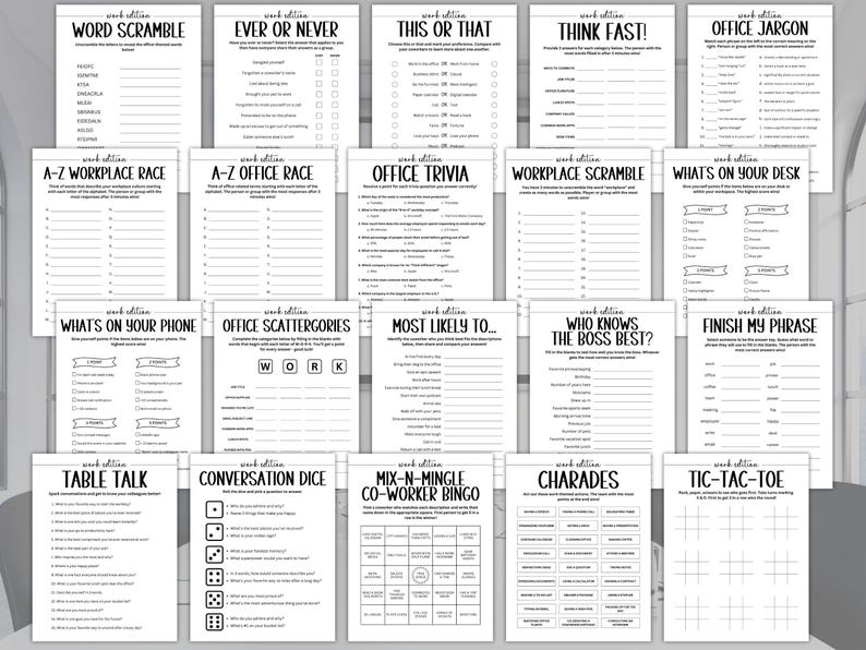 Office Party Games, Work Party Games Bundle, Office Icebreaker ...