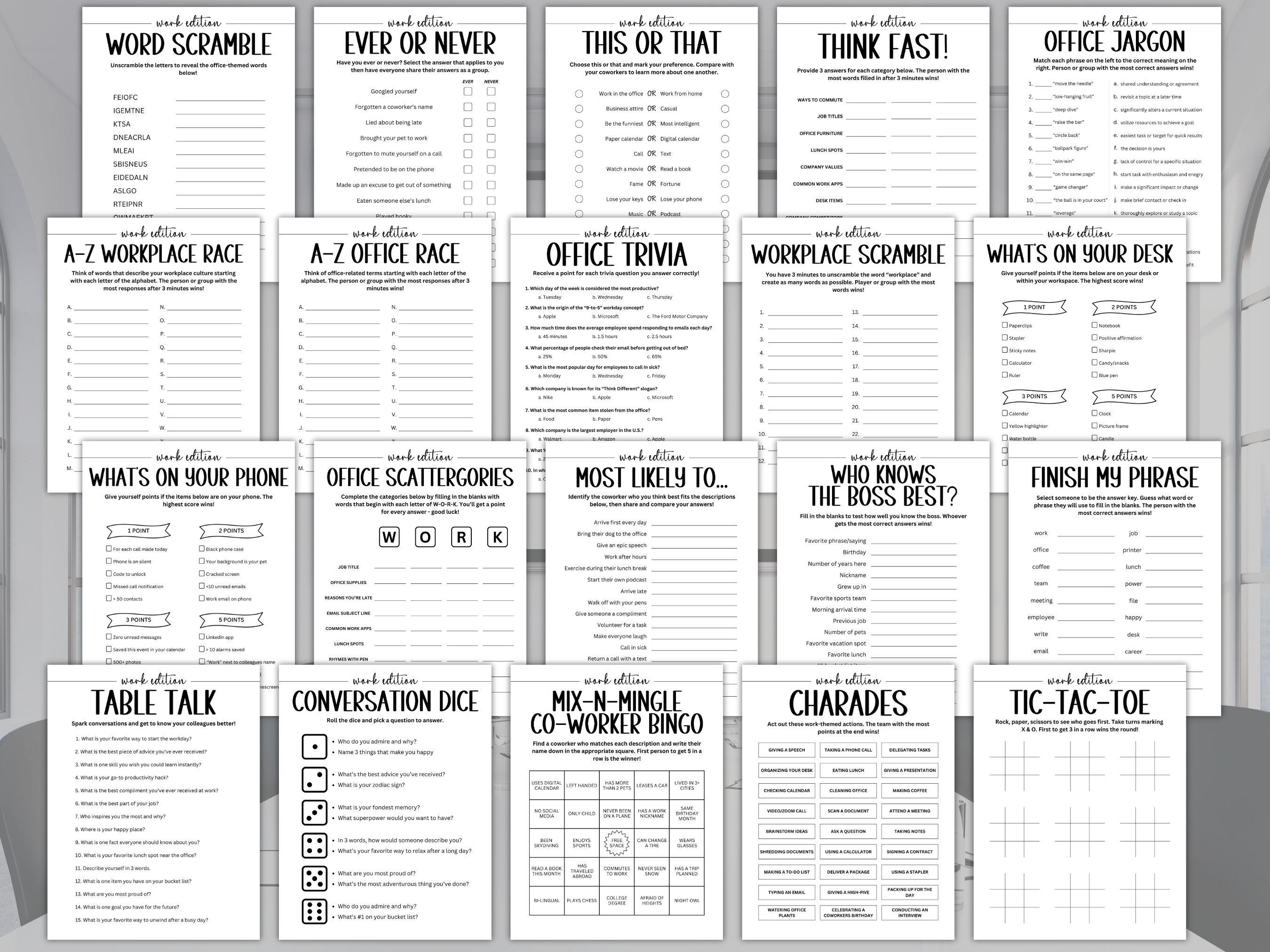 Office Party Games, Work Party Games Bundle, Office Icebreaker ...