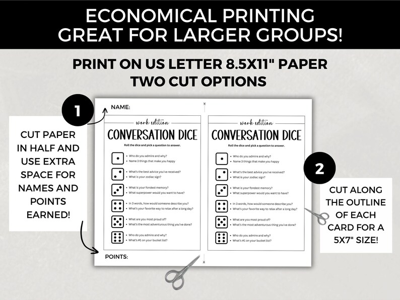 Work Party Games, Conversation Dice Icebreaker Game, Getting to Know ...