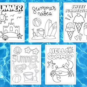 Summer Coloring Pages, Fun Printable Activity, Instant Download ...