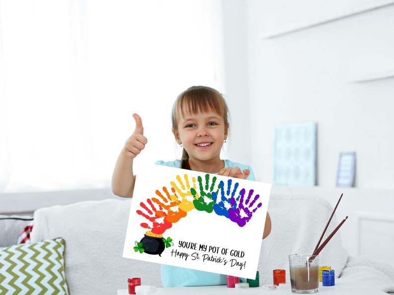 St. Patrick's Day Handprint Craft for Kids, Printable Holiday Activity ...