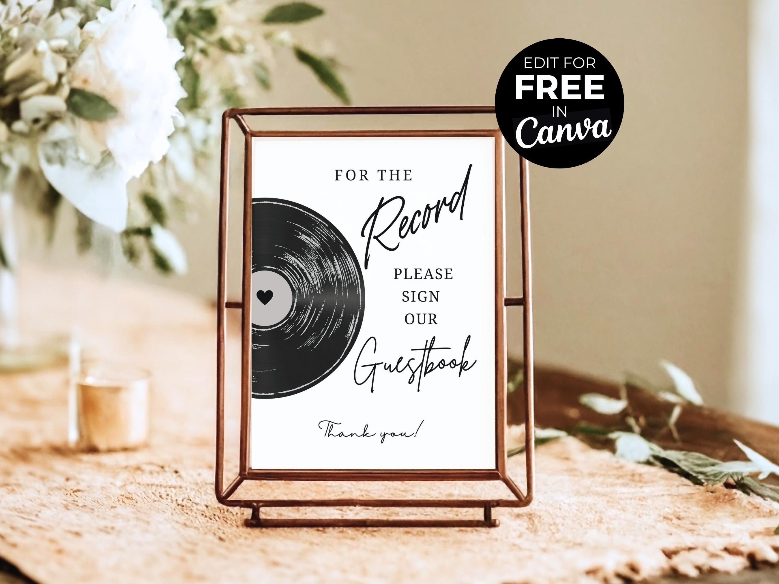 For the Record Sign, Record Guest Book Sign, Sign Our Guestbook, Custom ...