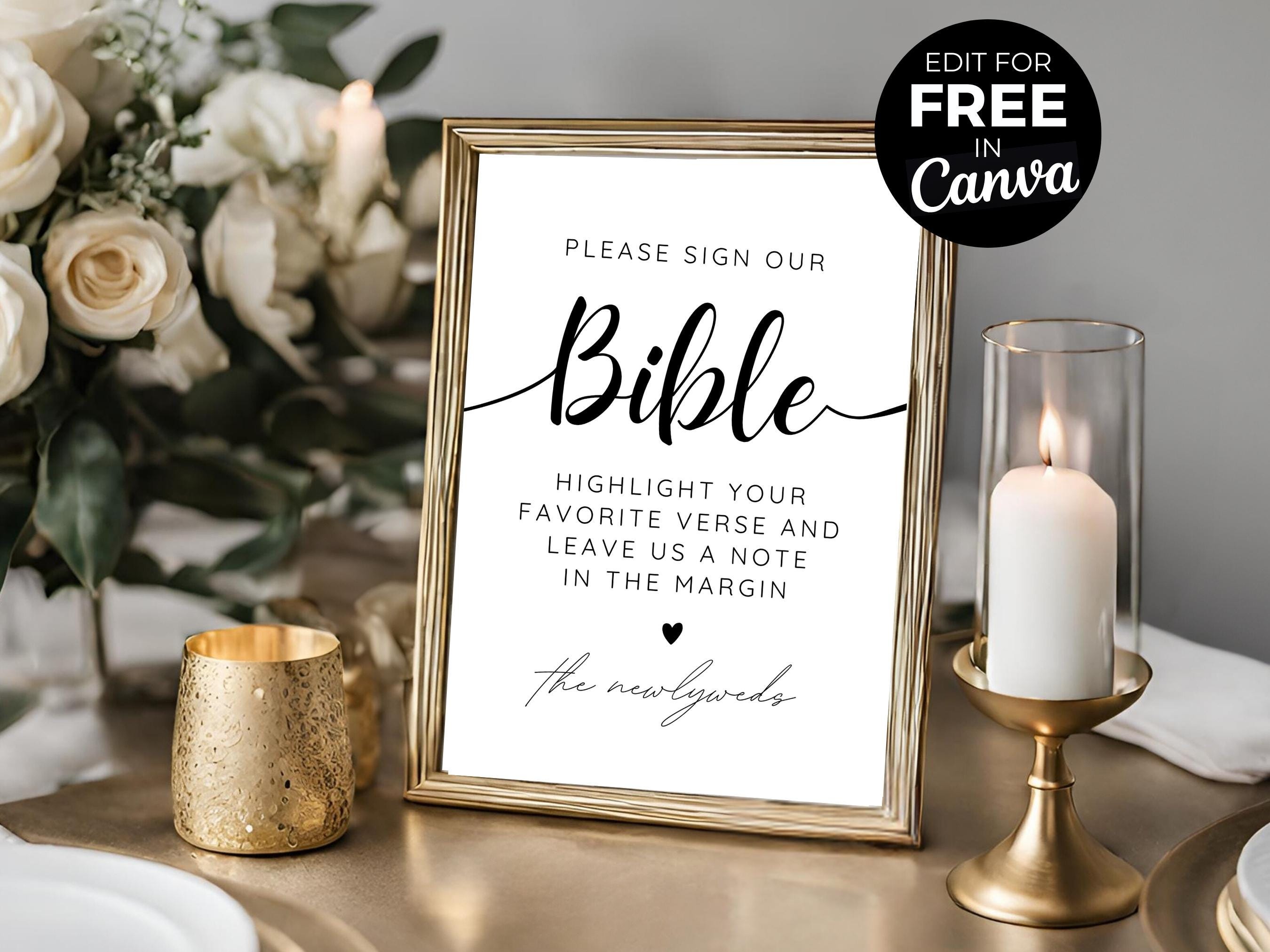 Bible Guest Book Sign, Bible Verse Wedding Guestbook Template ...
