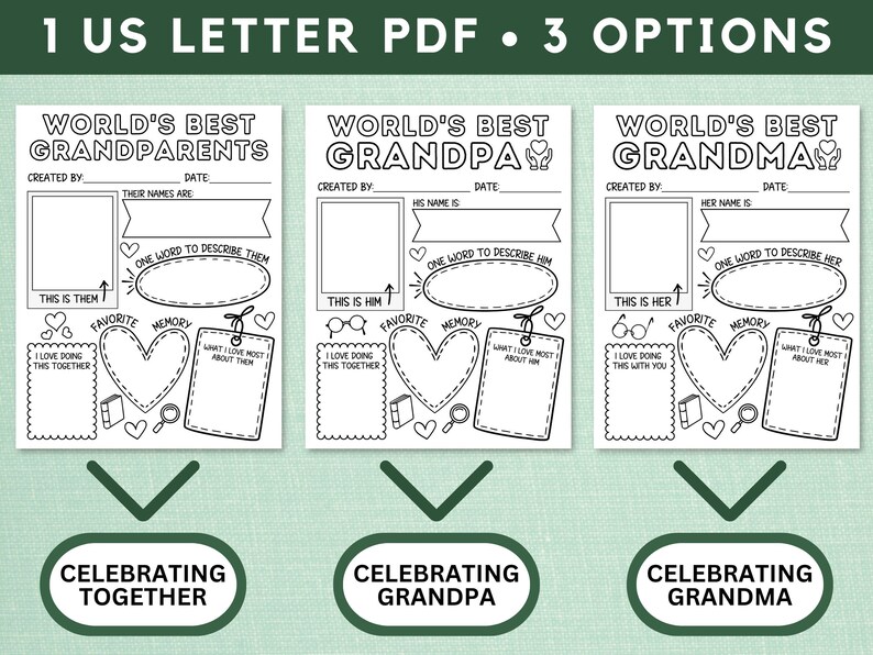 Grandparents Day Craft, All About My Grandpa Gift, All About My Grandma ...