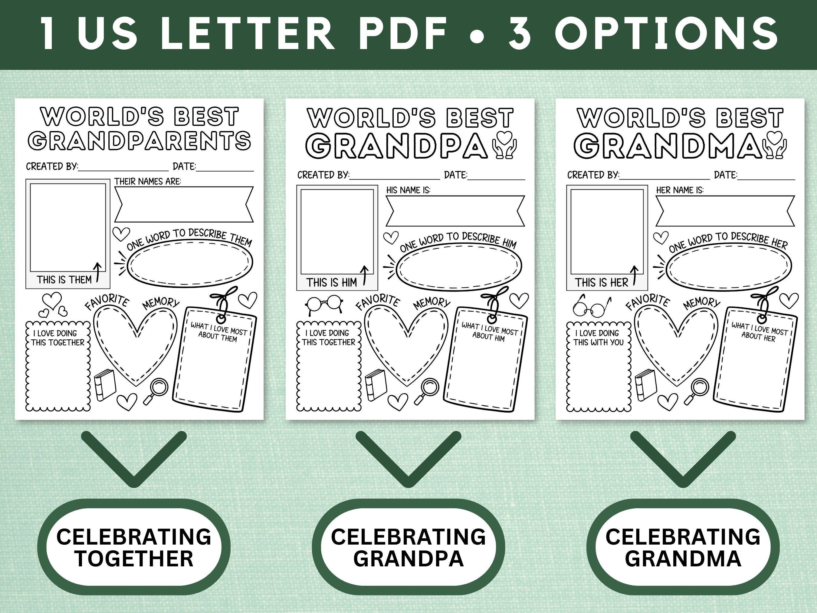 Grandparents Day Craft, All About My Grandpa Gift, All About My Grandma ...