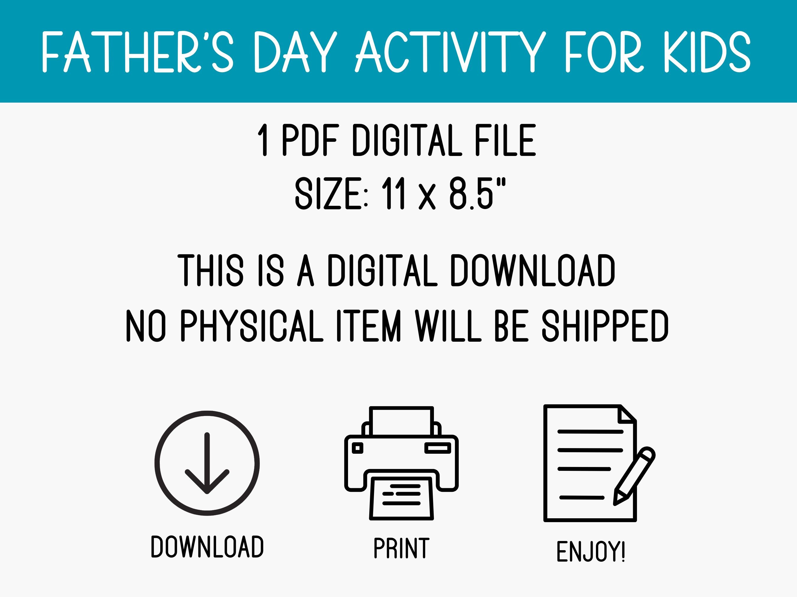 Fathers Day Gift, Kids Craft, I Love My Dad Printable Coloring Sheet ...