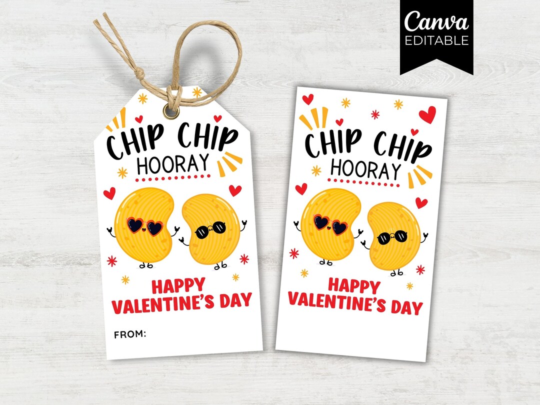 Chip Chip Horray Valentine Tag, Printable Valentines Gift Tag ...