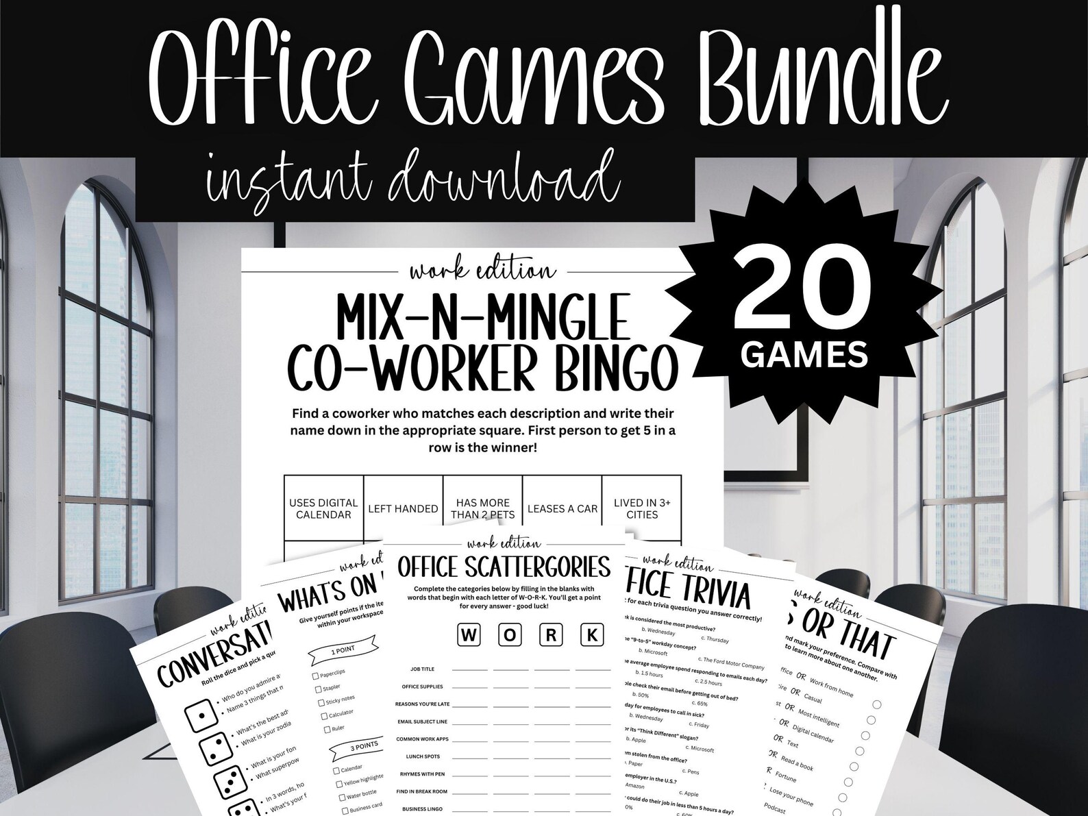 Office Party Games, Work Party Games Bundle, Office Icebreaker ...