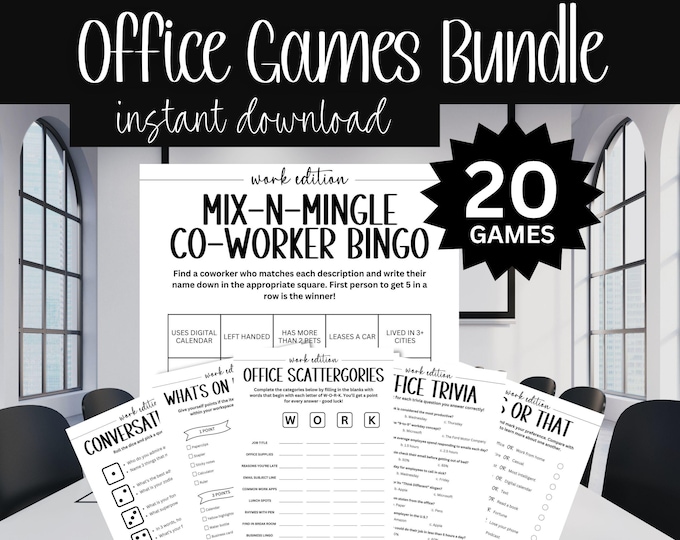 Minimalist Office Party Games for Coworker Party Activities Bundle ...