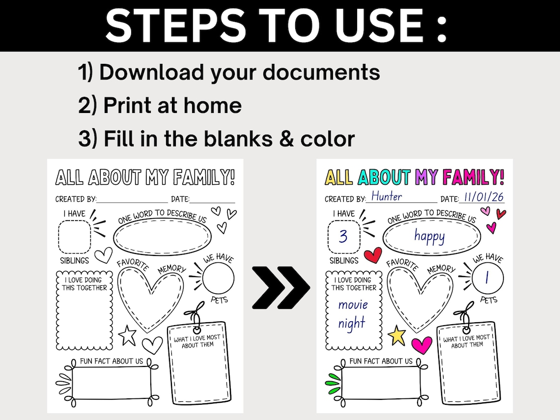 All About My Family Printable Worksheet, Get to Know Me, Preschool ...