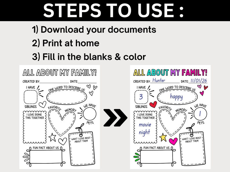 All About My Family Printable Worksheet, Get to Know Me, Preschool ...