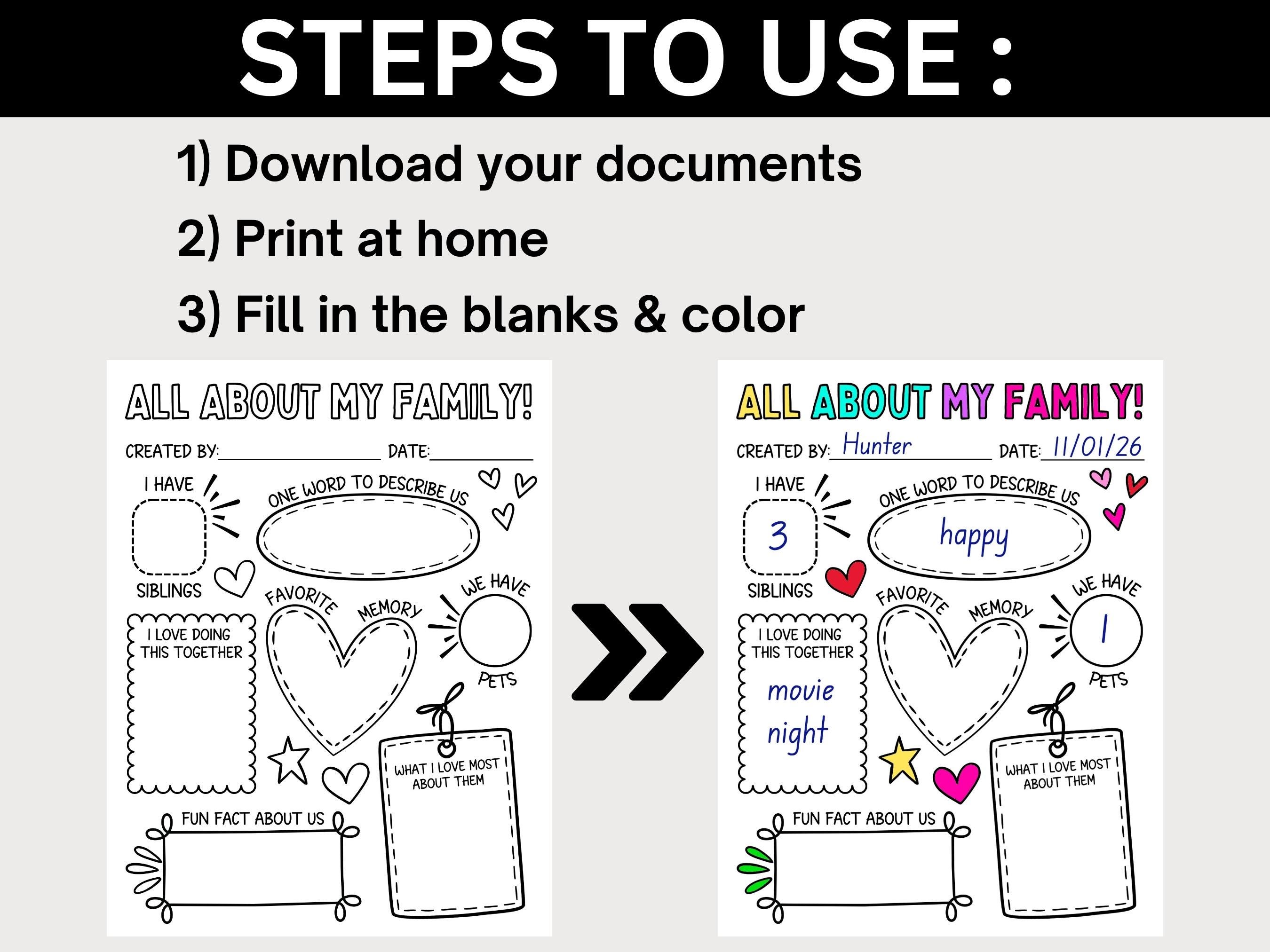 All About My Family Printable Worksheet, Get to Know Me, Preschool ...