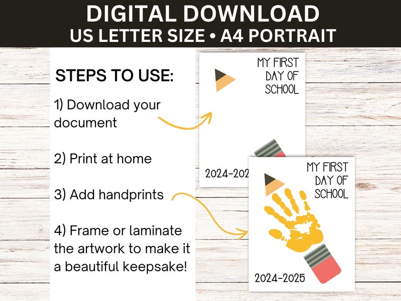 First Day of School Handprint Keepsake, Back to School Printable, 1st ...