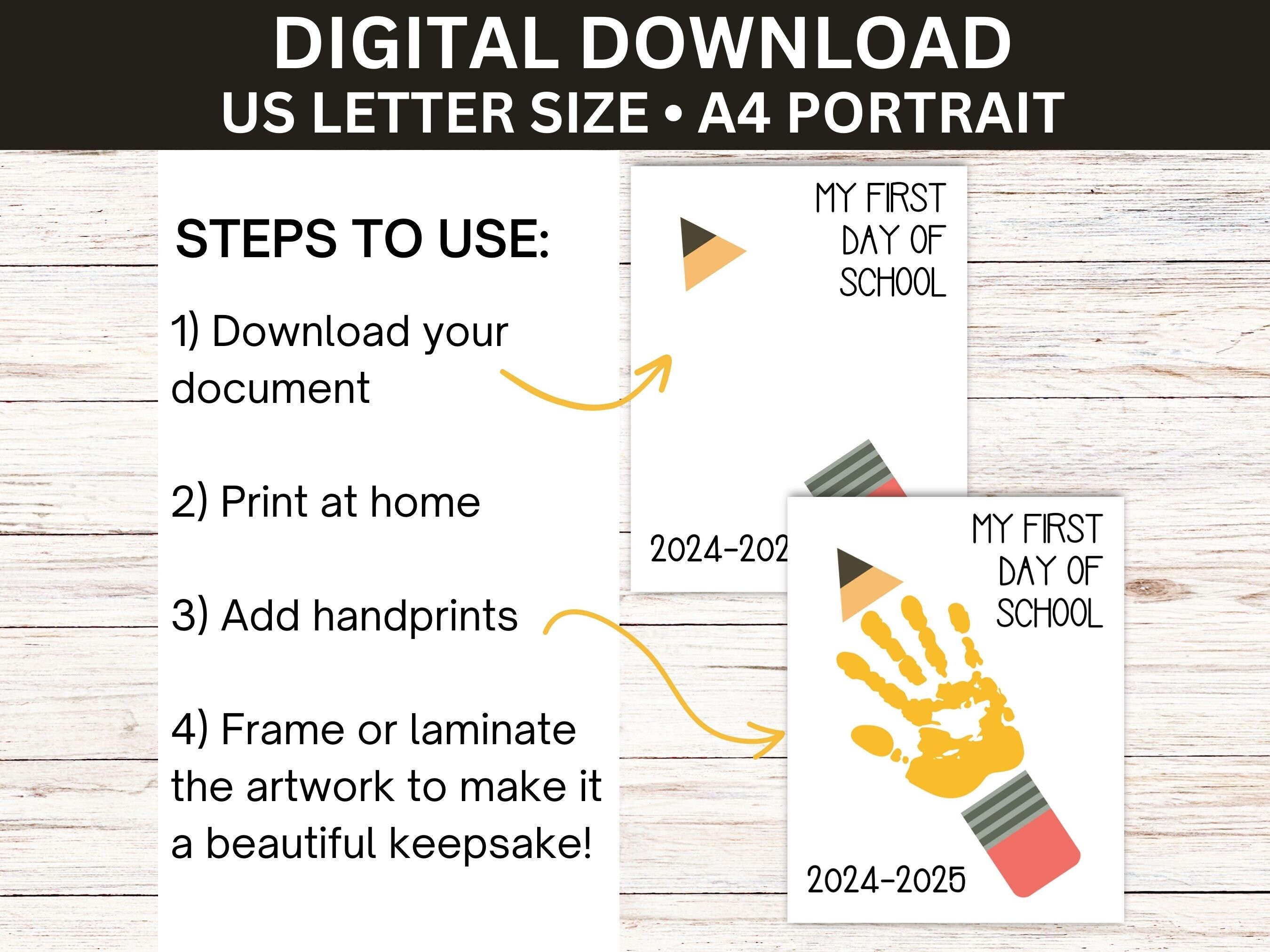 First Day of School Handprint Keepsake, Back to School Printable, 1st ...