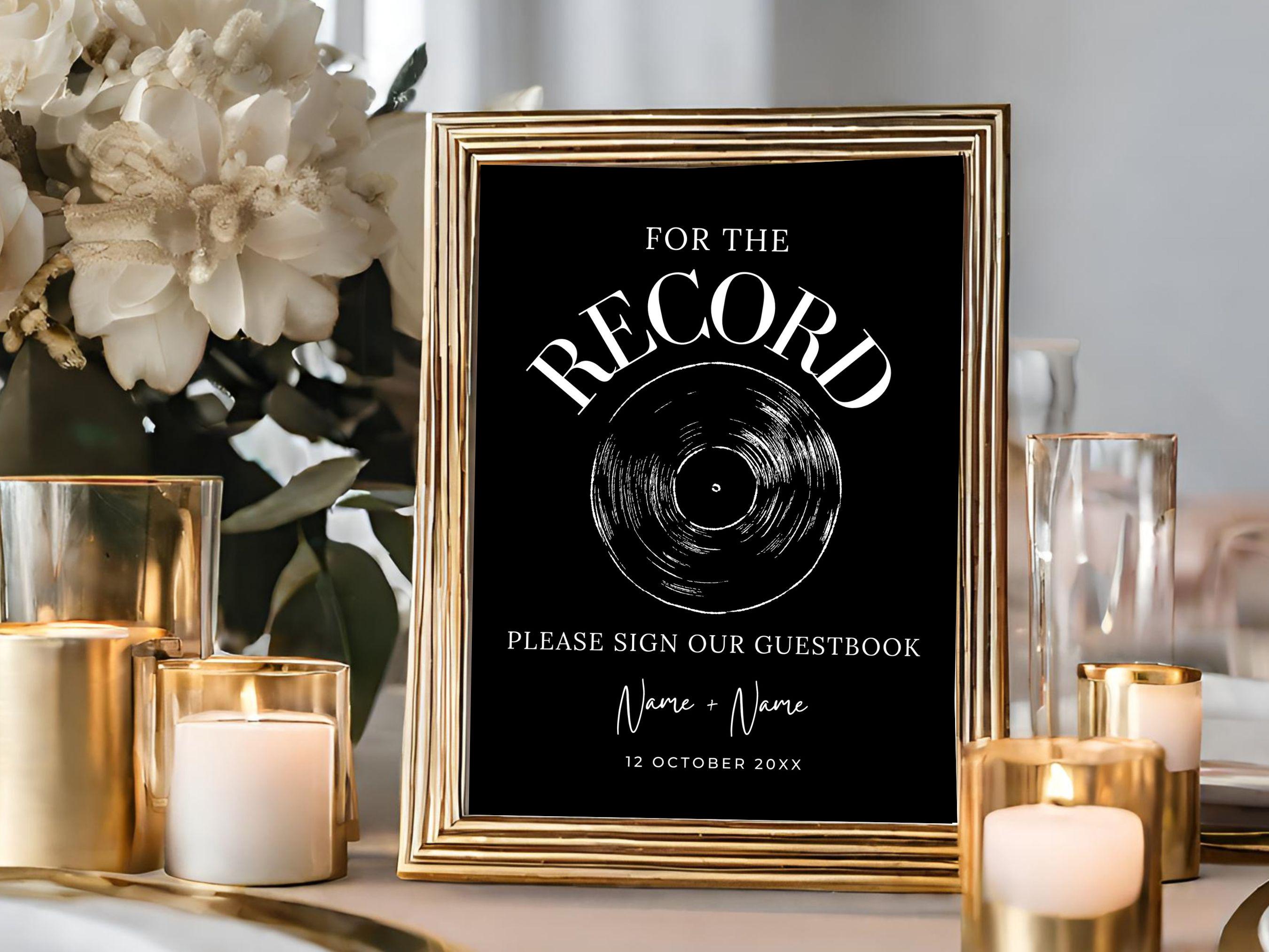 For the Record, Please Sign Our Record Guestbook, Wedding Record Sign ...