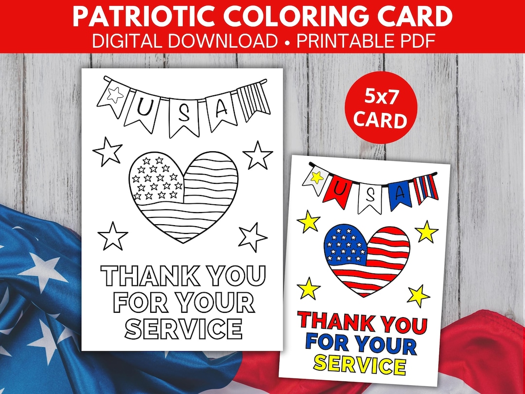 Veterans Day Coloring Card, Veterans Day Thank You Card, Homemade Cards ...