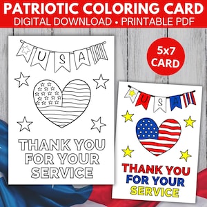 Veterans Day Coloring Card, Veterans Day Thank You Card, Homemade Cards ...