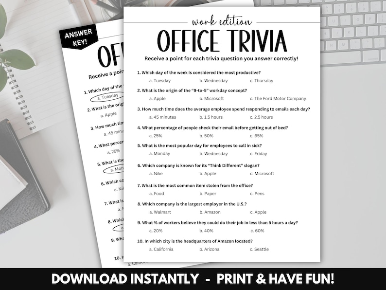 Office Trivia Game, Group Games, Work Party Games, Icebreaker Games ...